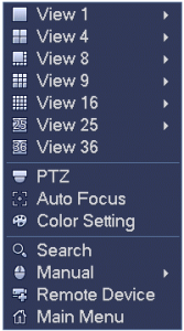 Dahua NVR/DVR right-click menu explained — SecurityCamCenter.com