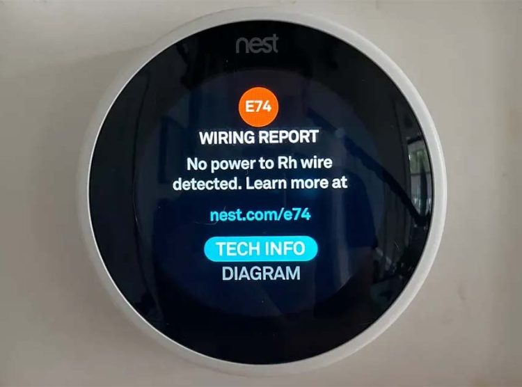 Nest E74 Error Message: No Power to RH Wire — SecurityCamCenter.com